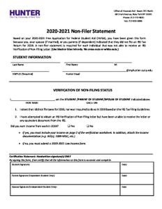 2020-2021 Non-Filer Statement | Hunter College
