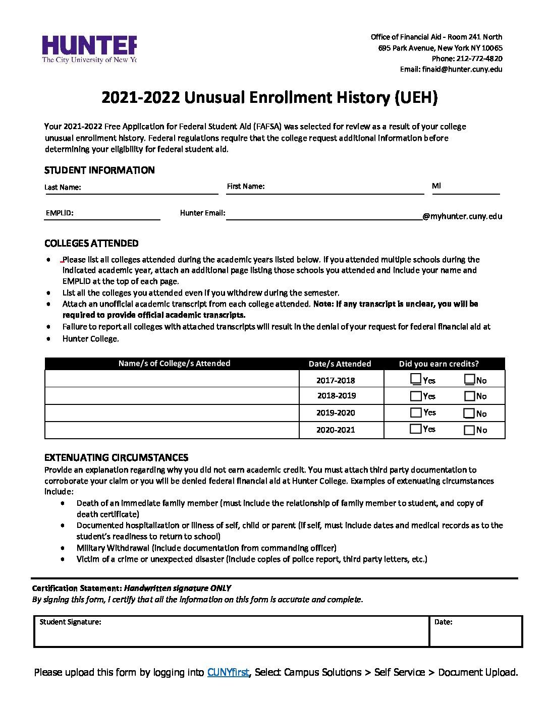 2021-2022-unusual-enrollment-history-fillable-1 | Hunter College