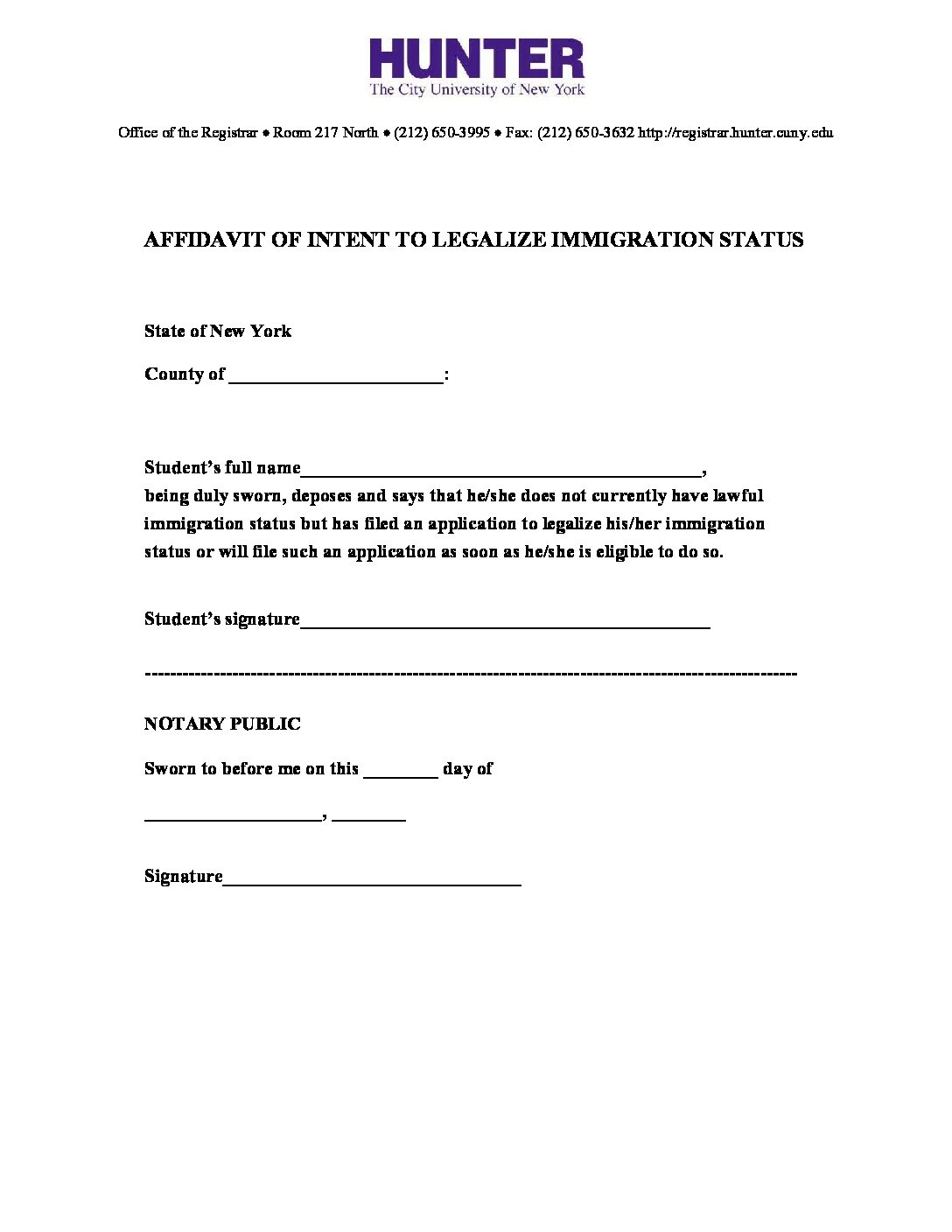 affidavit_intent-to-legalize-fillable | Hunter College