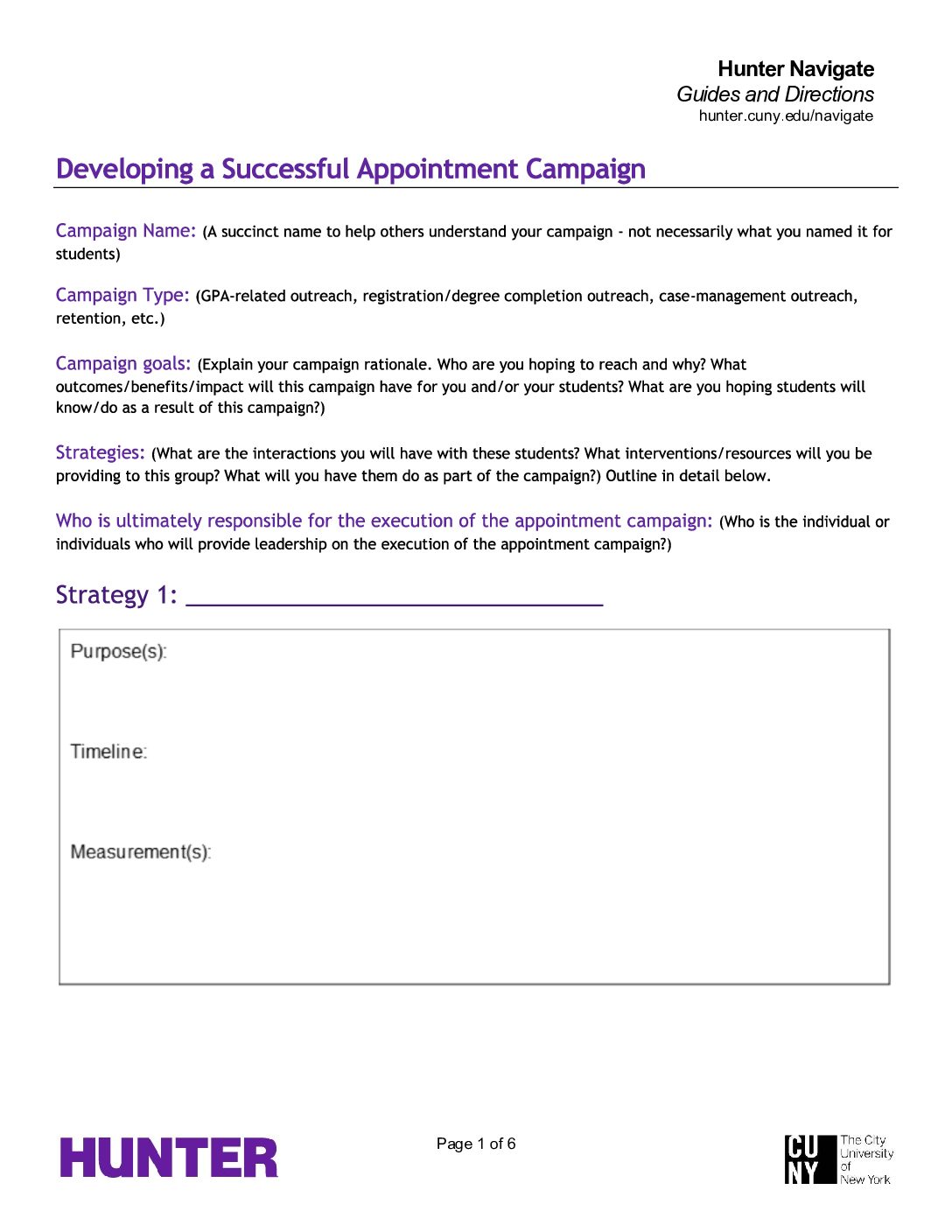 Developing a Successful Appointment Campaign | Hunter College