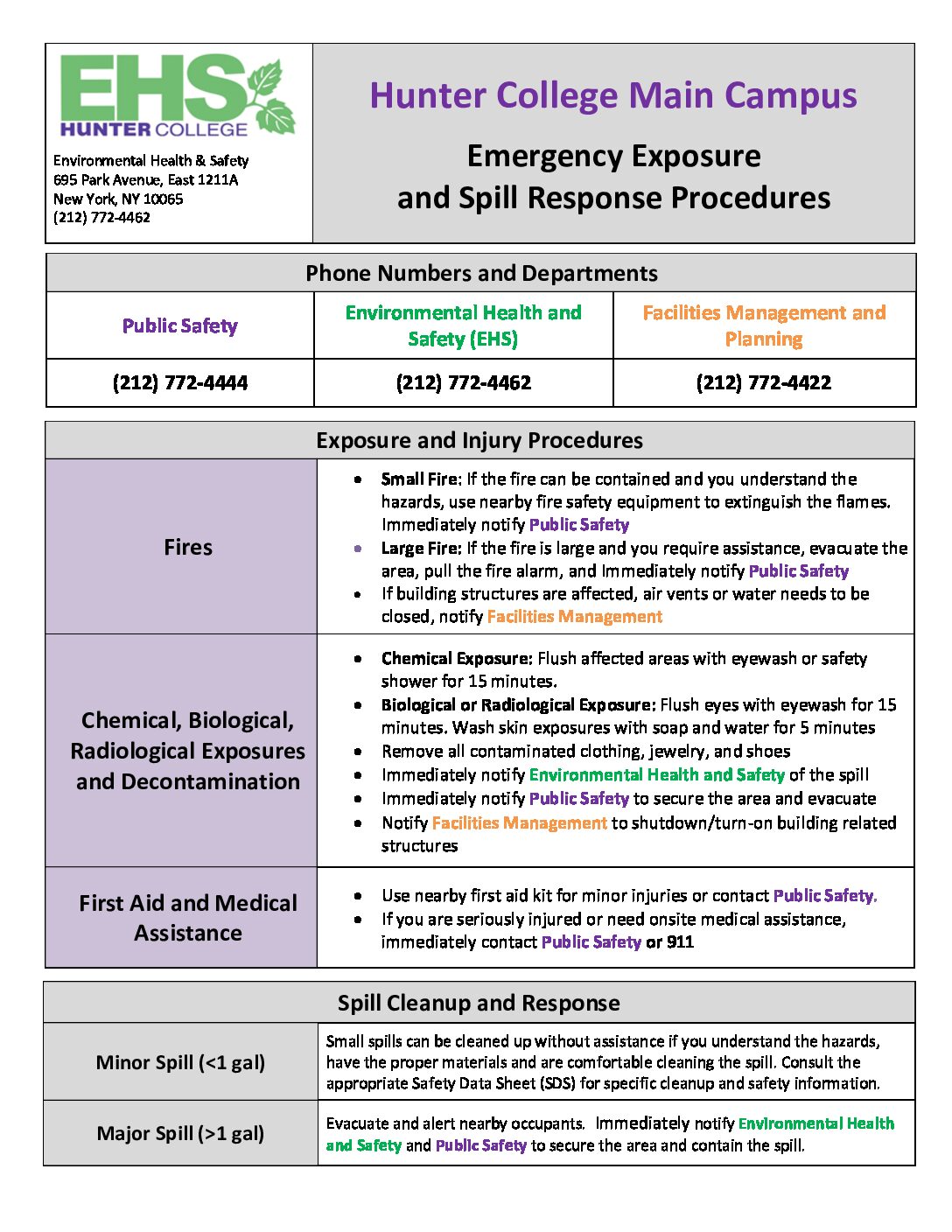 Emergency-Response-Poster-Main-Campus | Hunter College